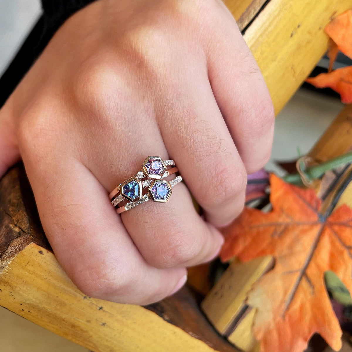 One of a Kind Blue Saphire Shield Stackable ring – Plumb Gold & Plumb ...