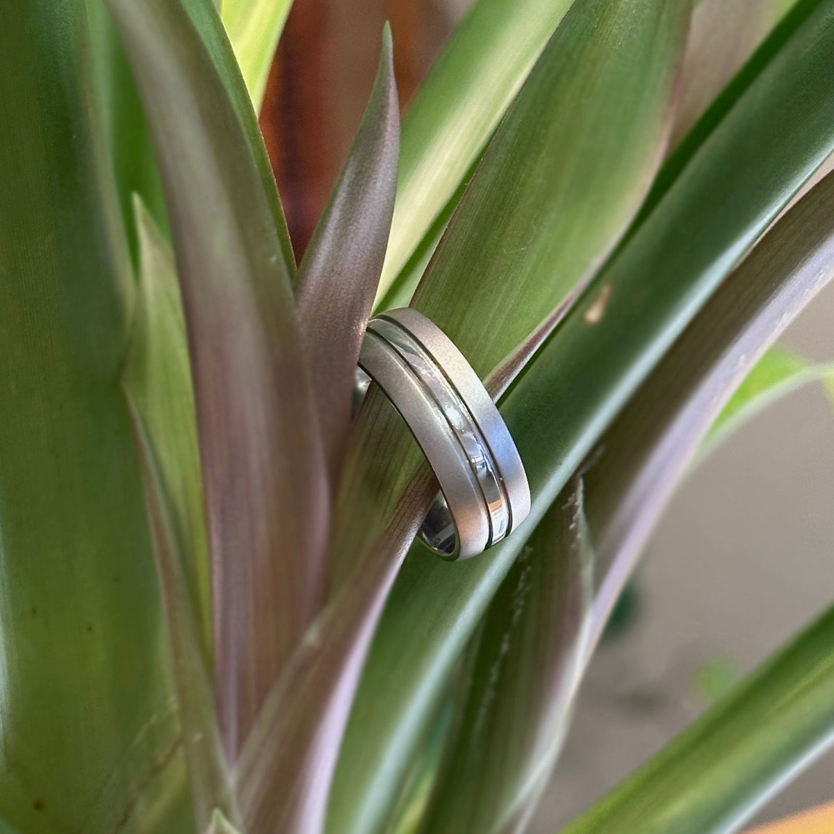 Titanium Double Grooved Band – Plumb Gold & Plumb Silver